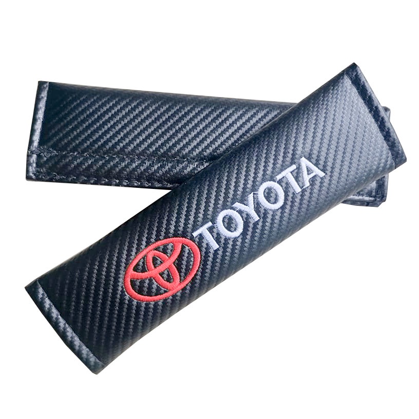 TOYOTA 2pcs Car Seat Belt Shoulder Pad Carbon Fiber Color Sports Design ...