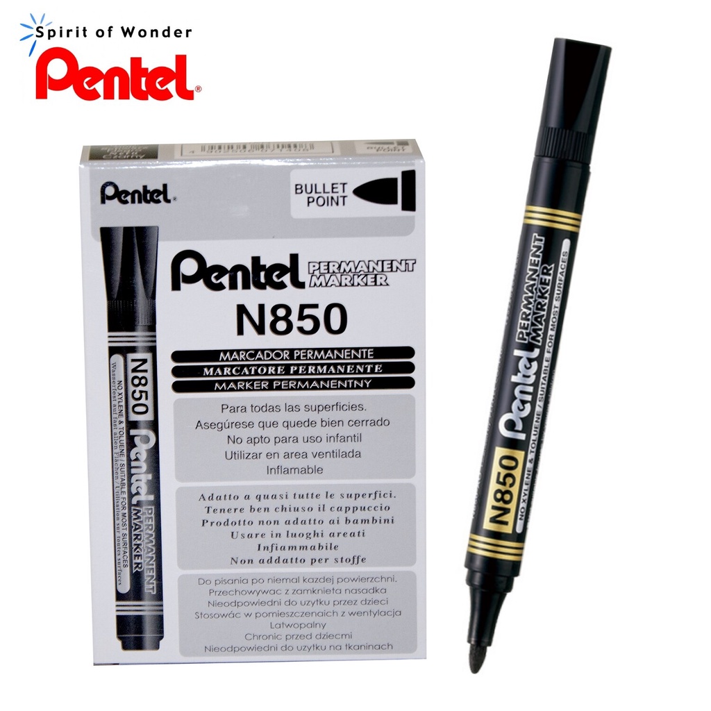Pentel Chemical Pen Permanent Round Head N850-Black Ink (12 Handles ...