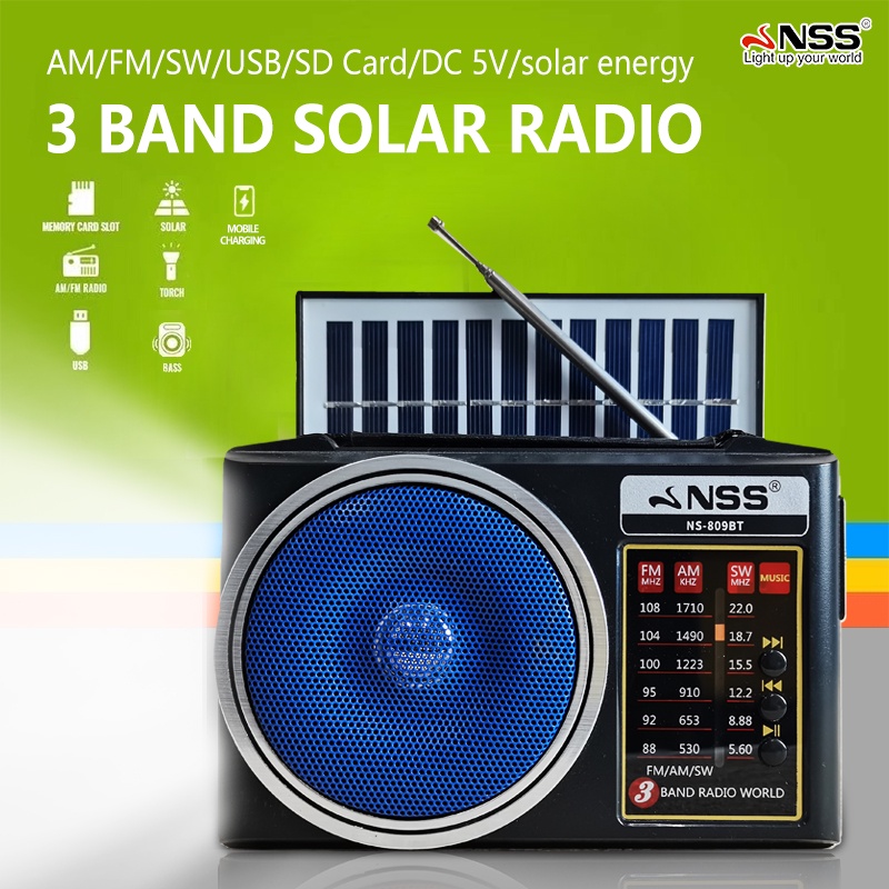 NSS solar radio FM / AM / SW 3-band USB charging bluetooth radio with ...