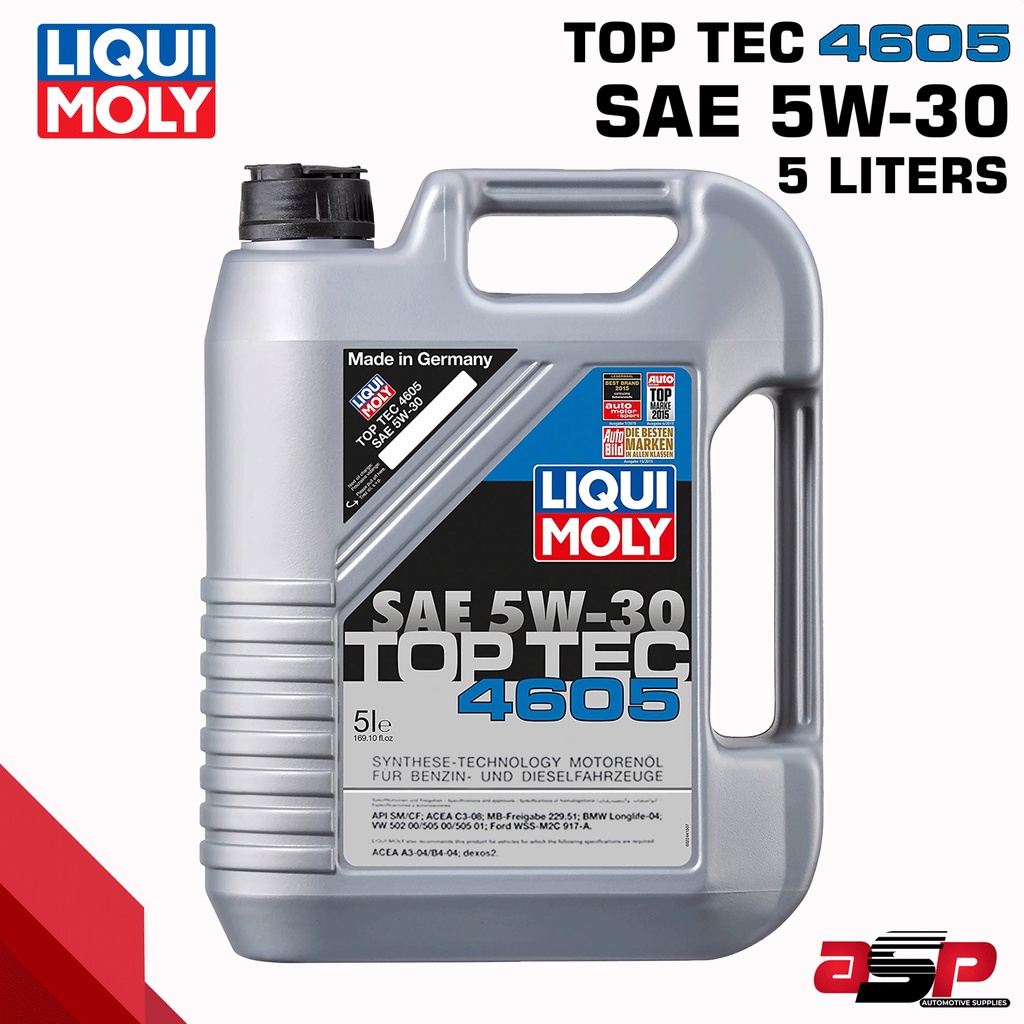 LIQUI MOLY TOP TEC 4605 SAE 5W-30 Dexos 2 Gasoline and Diesel Engine 5 Liters | Shopee Philippines
