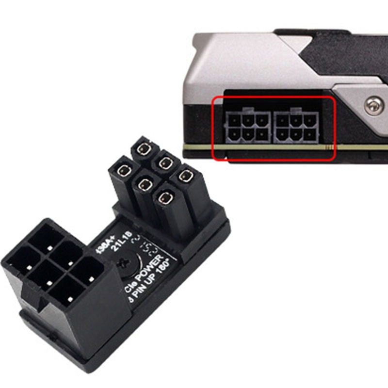 btsg GPU VGA 8pin 6pin Male 180 Degree U Turn to 8Pin 6pin Female Power Adapter,Black | Shopee ...