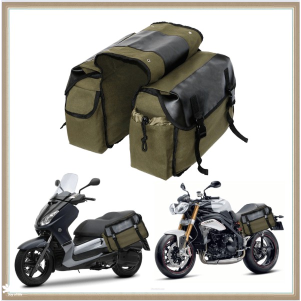 New upgrade Motorbike Touring Saddle Bag Motorcycle Bike Canvas ...