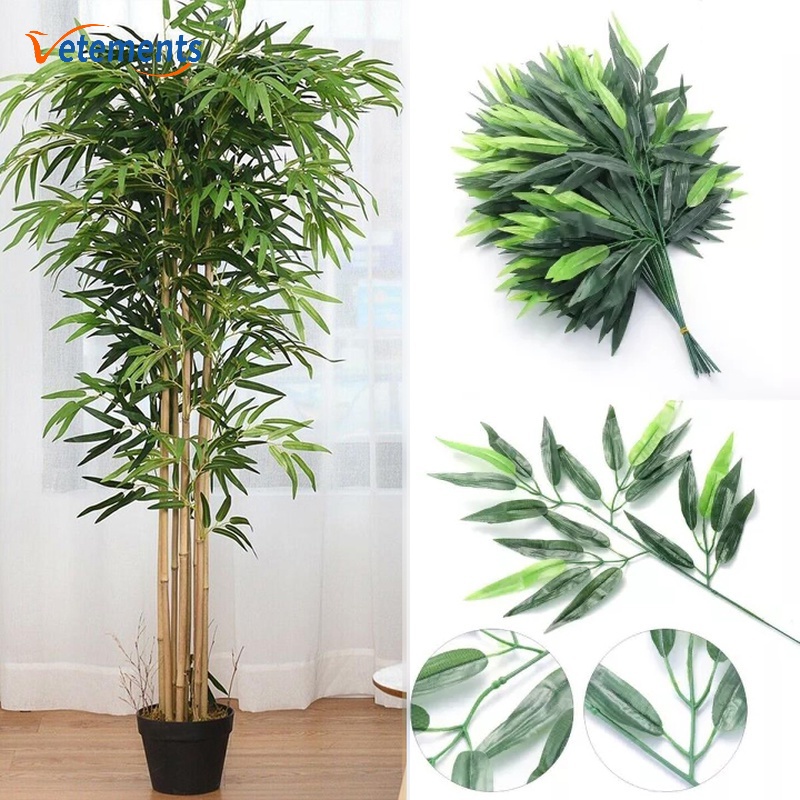 3Pcs Simulated Green Bamboo Leaves/ Artificial Plastic Bamboo Branch ...