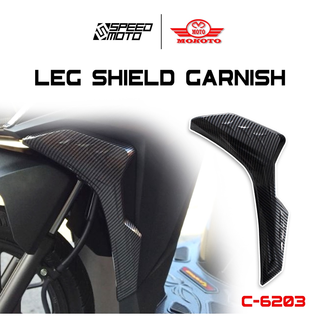 MOKOTO HONDA CLICK V2 LEG SHIELD GARNISH COVER CARBON C-6203 FOR HONDA ...