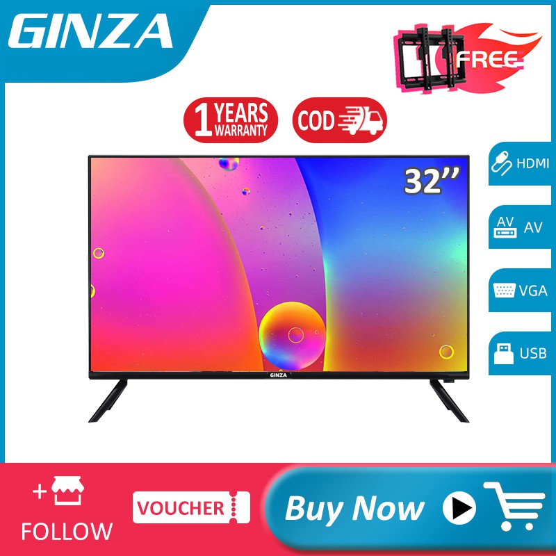 GINZA 32 Inch Digital LED TV Smart TV with Bracket TCLG32AB HDMI AV VGA USB ACE32 | Shopee ...