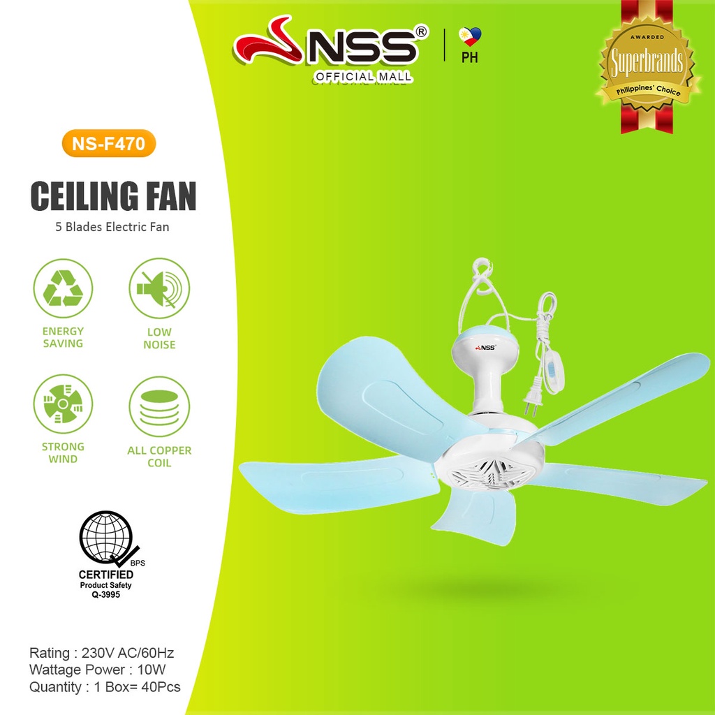 NSS Ceiling Fan 5 Blades Portable fan Desk Fan Home Electric Fan ...