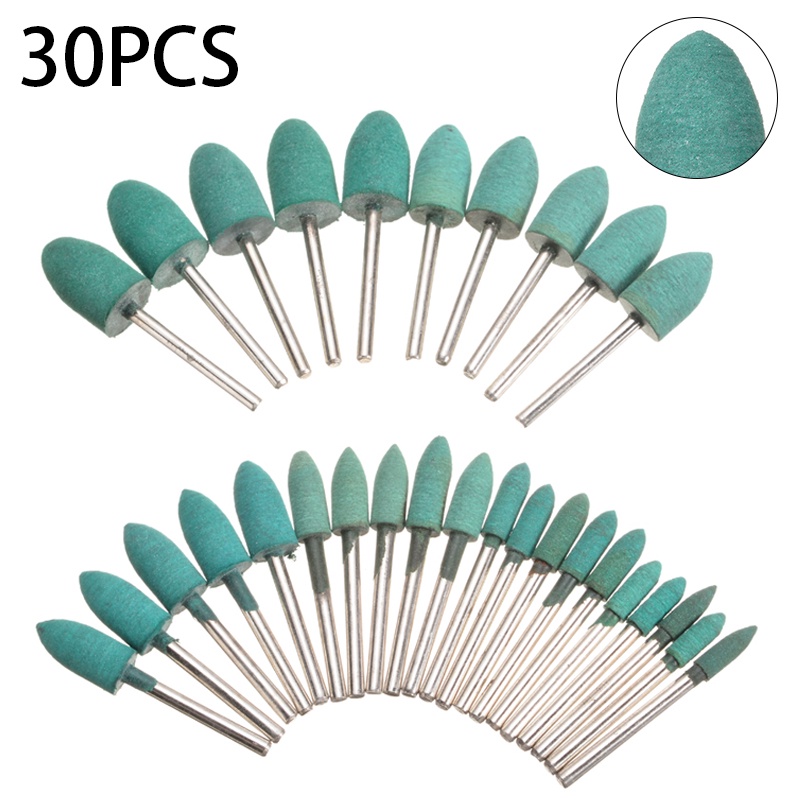 30pcs 3mm 4/5/6/8/10/12mm Tapered Rubber Polishing Head Grinding Rotary ...