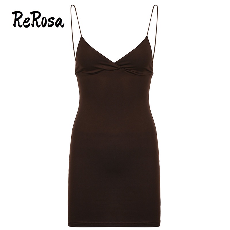 ReRosa Women's Sexy Crossover Deep V-Neck Show Chest Shower Back Solid ...