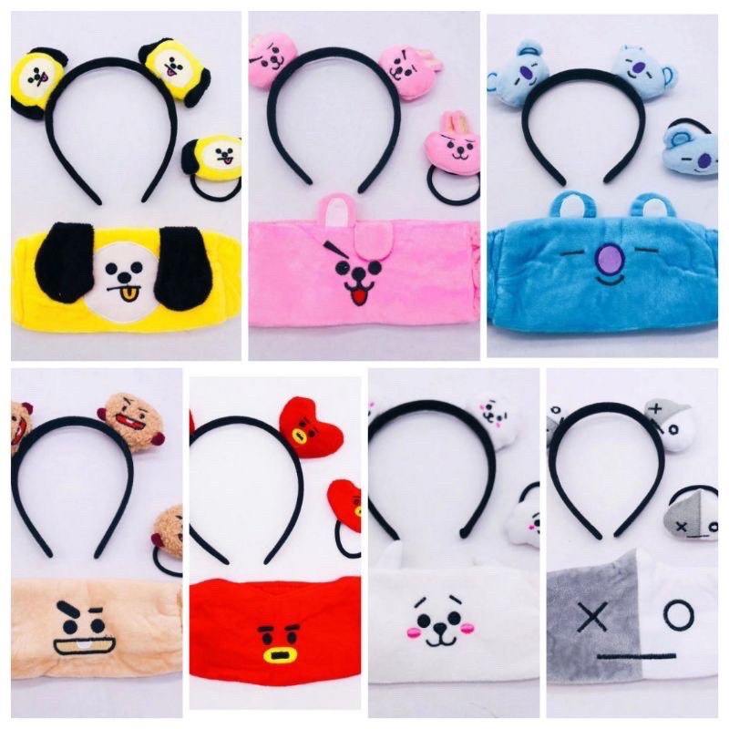 Kpop BTS BT21 Hair Accessories Set Headband Hair Tie Pony Tail Chimmy ...