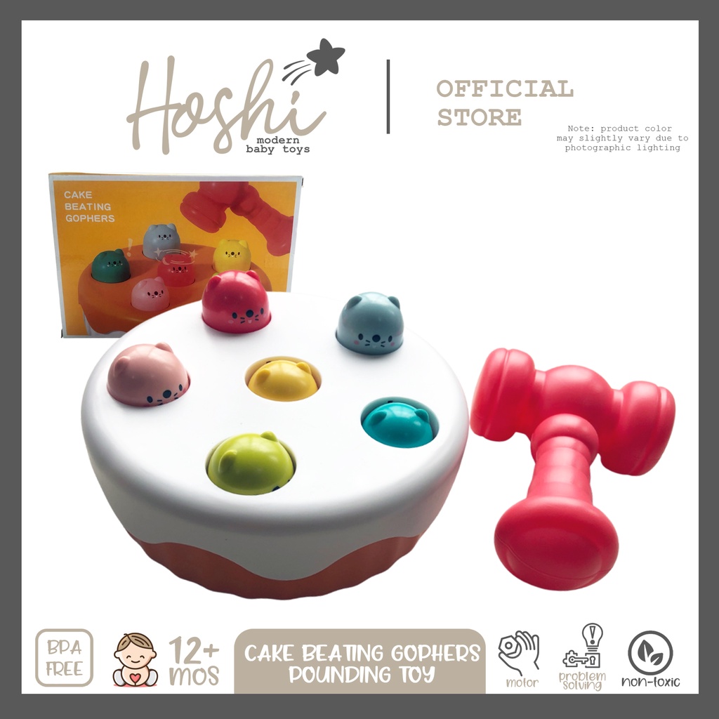 Hoshi Baby Cake Beating Gophers Whack-a-mole Pounding Toy, Interactive ...