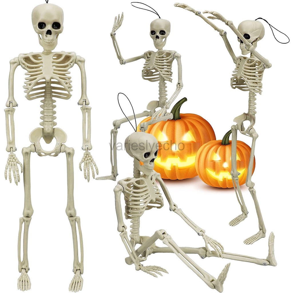 4 Pcs Halloween Hanging Skeleton Decoration - 16" Full Body Posable ...