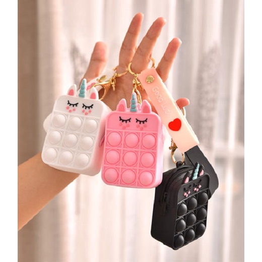 New Unicorn Pop It Bag Coin Purse Keychain Cute Cartoon | Shopee ...