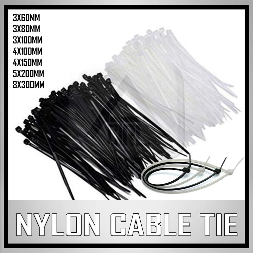 CABLE TIE/100PCS PER PACK/ SIZE (3x60mm),(3x80mm),(3x100mm),(4x100mm ...