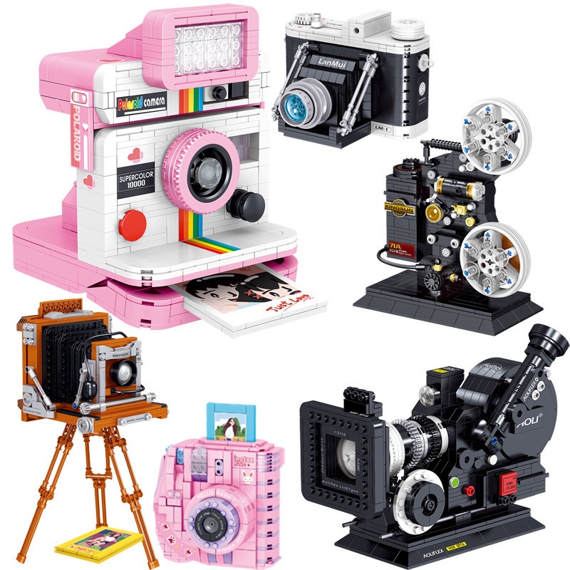 retro camera Polaroid creative model puzzle assembling building blocks ...