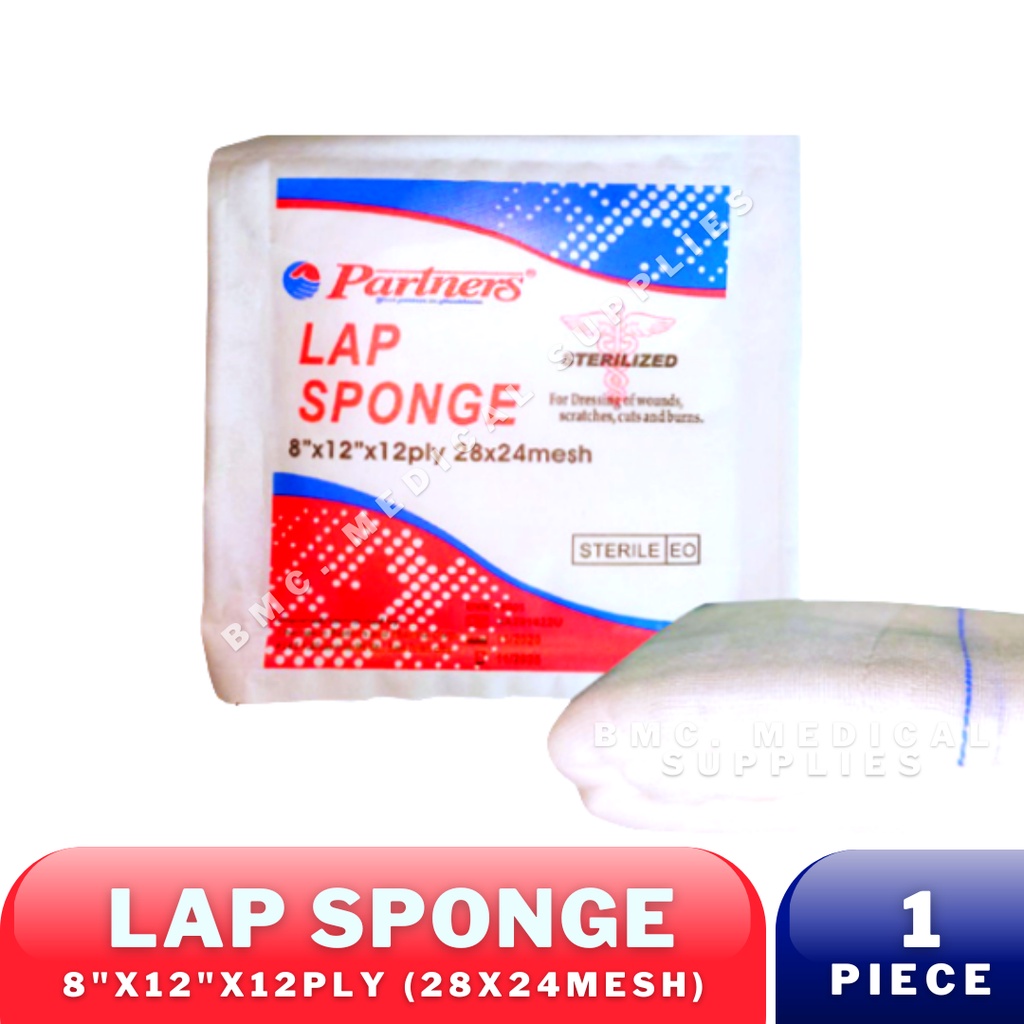 Lap Sponge / Abdominal or Lap Pad (12 ply) 100% Cotton Sterile (12x12 ...