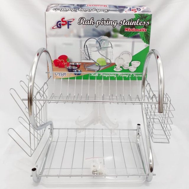Gsf stainless Plate Rack Stacking 2 (30x25x36cm) | Shopee Philippines