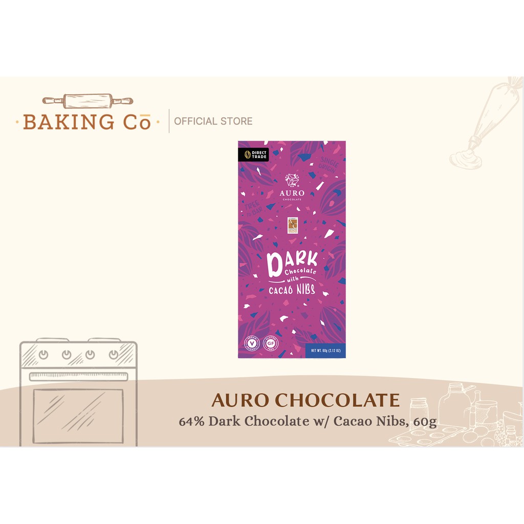 Auro Chocolate 64% Dark Chocolate w/ Cacao Nibs - 27g/60g | Shopee Philippines
