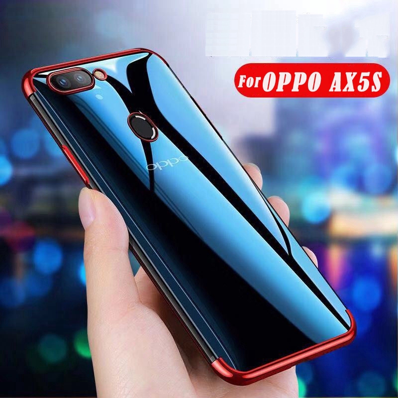 OPPO AX5S A5S Case Luxury Slim Clear Back Plating Soft TPU Shockproof ...