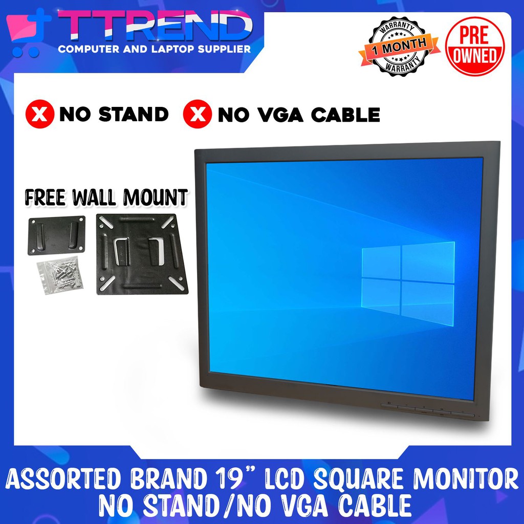 Assorted BRAND LCD 19 inches square monitor, No Stand and No Cables ...