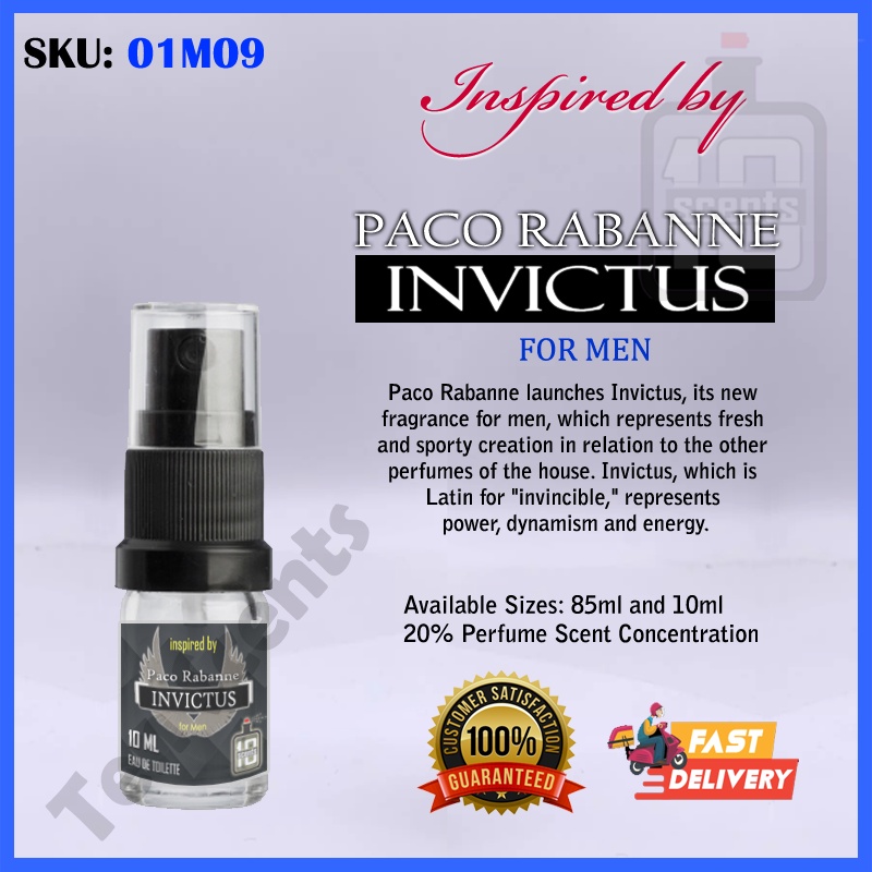 10ml INVICTUS Oil Based Inspired Perfume for Men by Tenscents | Shopee ...