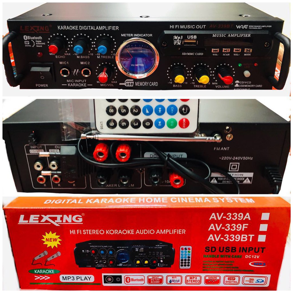 Lexing AV-339 Stereo Mixing Power Amplifier with Bluetooth (Black ...