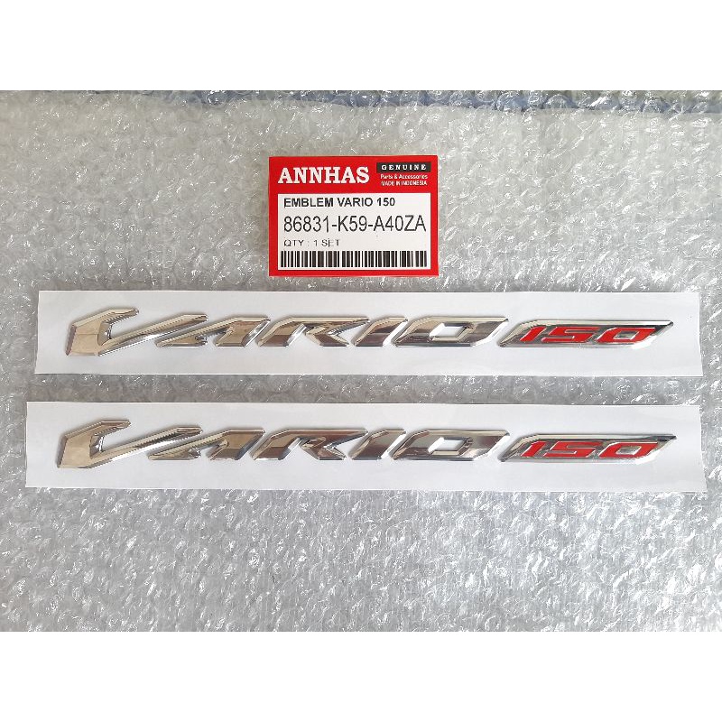 MERAH Vario 150 chrome red 3D emblem logo 75k pair Kiri and right ...