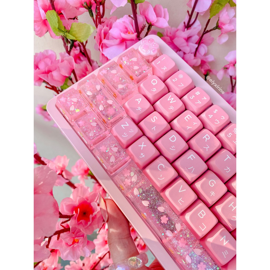 SAKURA - Flower Artisan Keycaps for Mechanical Keyboard - MX Switches ...