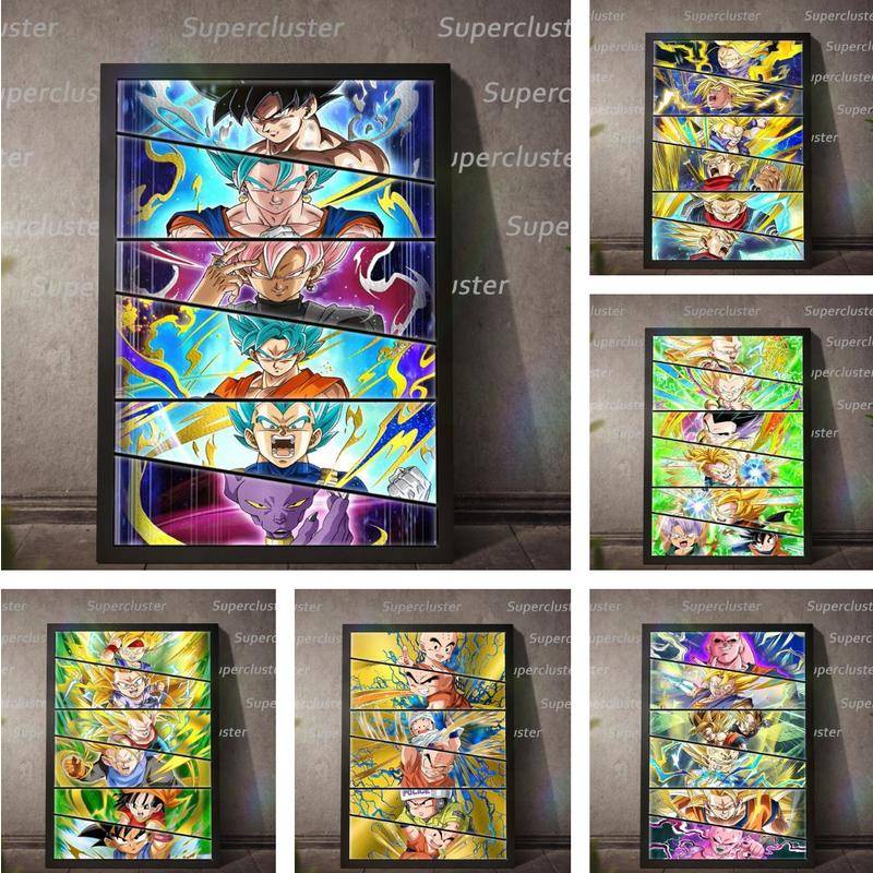 Dragon Ball Canvas Anime Set Painting Goku Vegeta Poster Wall Print ...