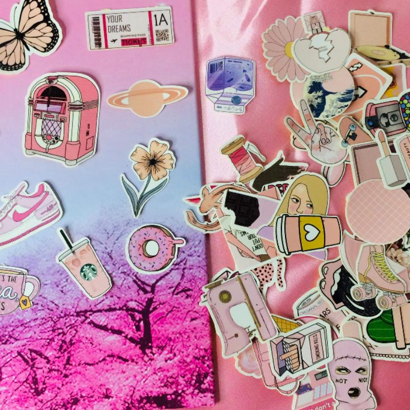 48pcs/pack cute pink stickers - Laminated - journal, diary, scrapbook ...
