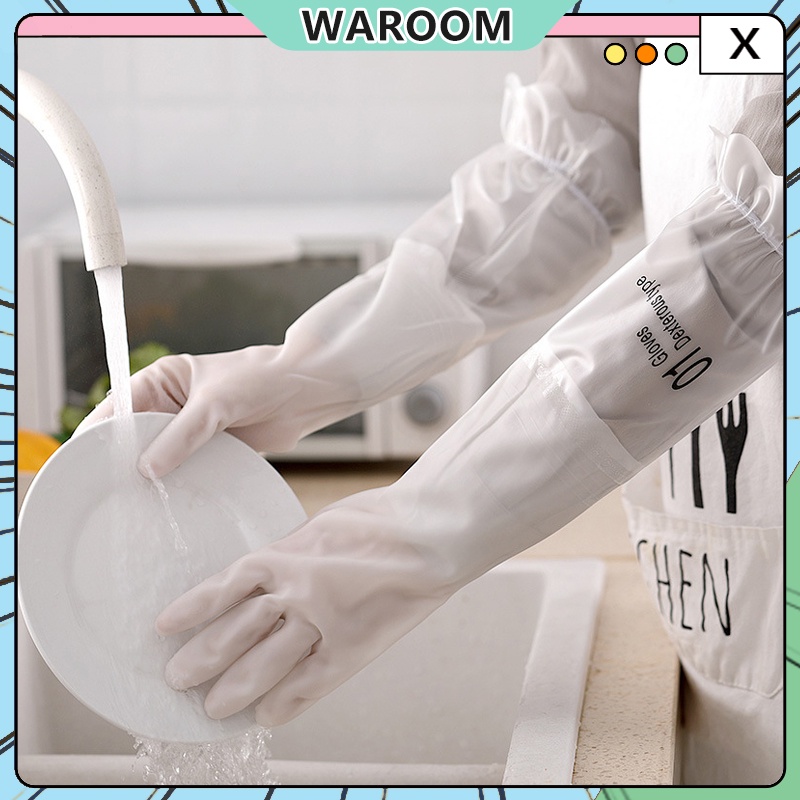 Latex Long Waterproof Dish Washing Gloves Laundry Kitchen Cleaning ...