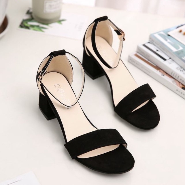Elegant 2 inch hot new korean fashion block heels ankle sandals ...