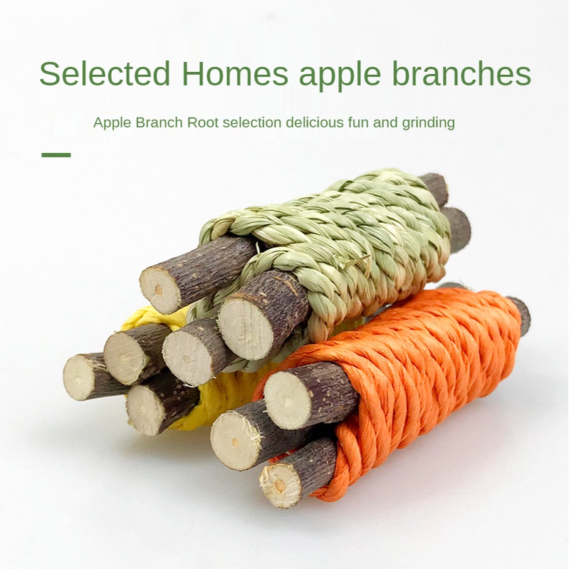 3 Piece Rabbit Chew Toy Molar Teeth Cleaning Guinea Pig Toys Natural ...