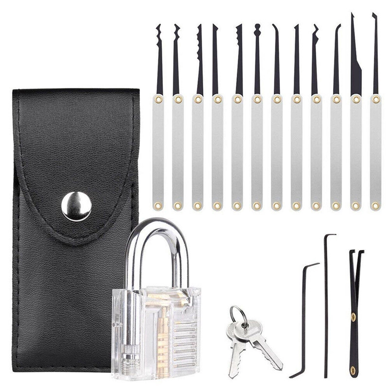 15 pad lock practice picking kit lock open tool transparent key ...