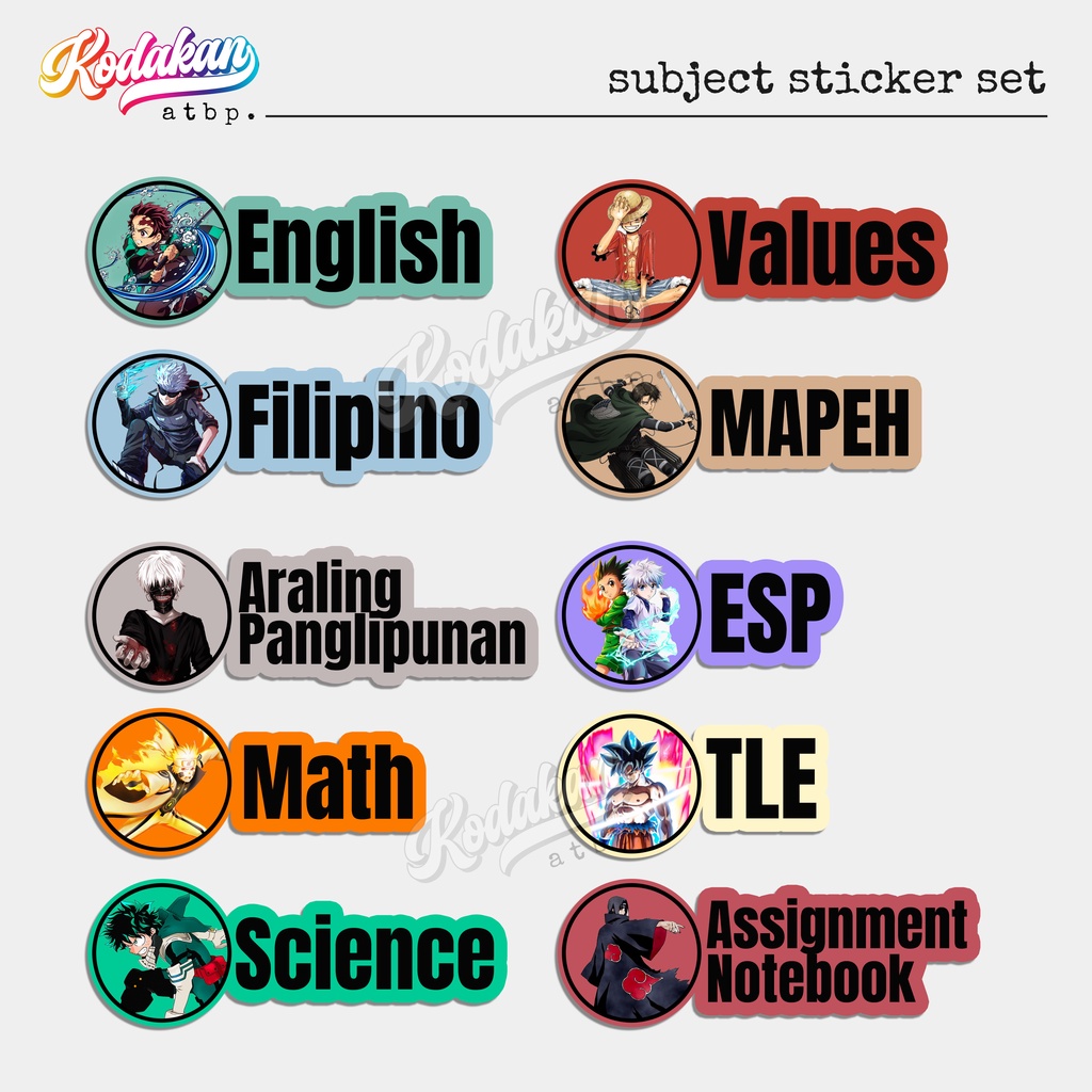 [HIGH QUALITY] Subject Stickers for School Notebooks [SET] Waterproof ...