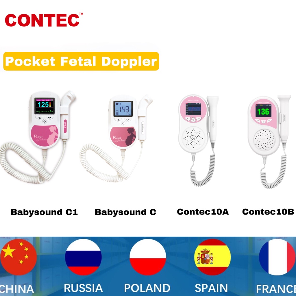CONTEC Portable Pocket Fetal Heart Doppler Babysound C /C1 Contec10A/B ...