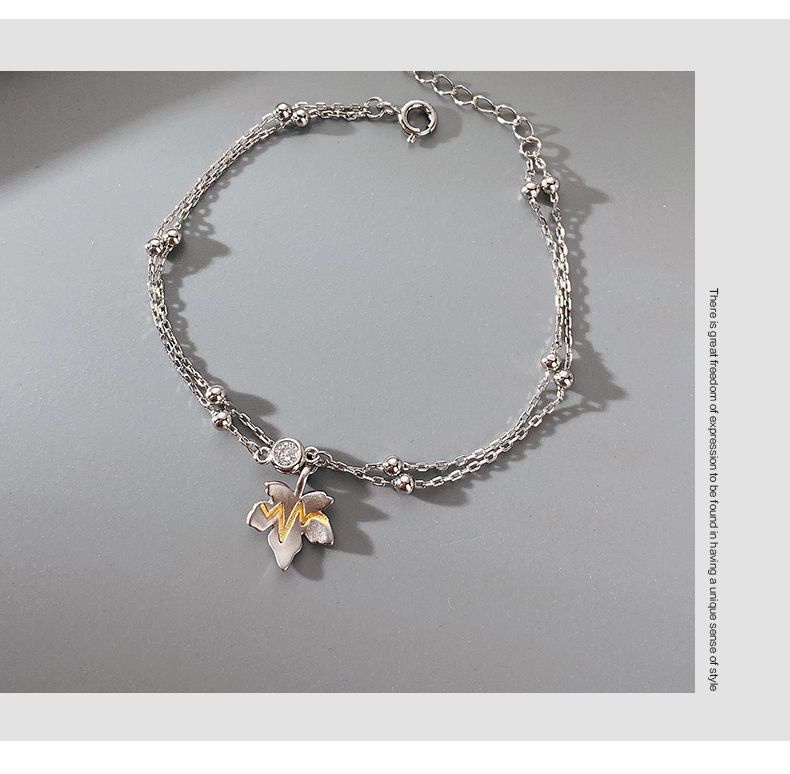 Maple Leaf Bracelet is a new pair of lovers' ins wind niche senior hand ...