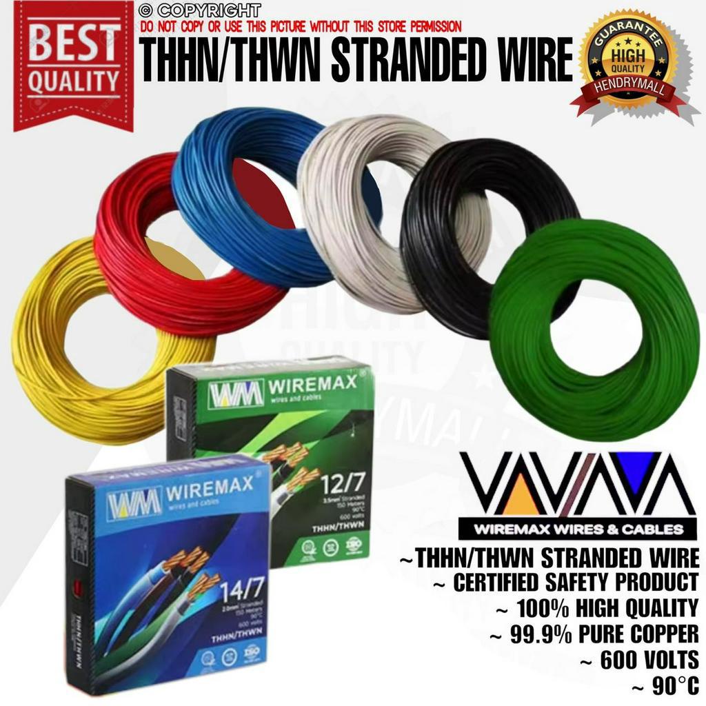 ( 40M / 50M ) 14/7 2.0mm & 12/7 3.5mm WIREMAX THHN / THWN STRANDED WIRE PURE COPPER 99.9% ...