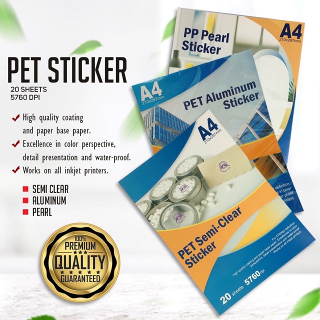 Pearl and aluminum Pet sticker a4 size 20sheet | Shopee Philippines