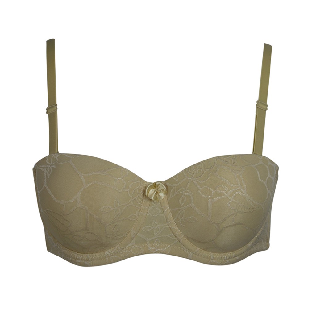 BARBIZON 100% Authentic Ladies Jacquard Underwire Half Cup Bra Mocha ...