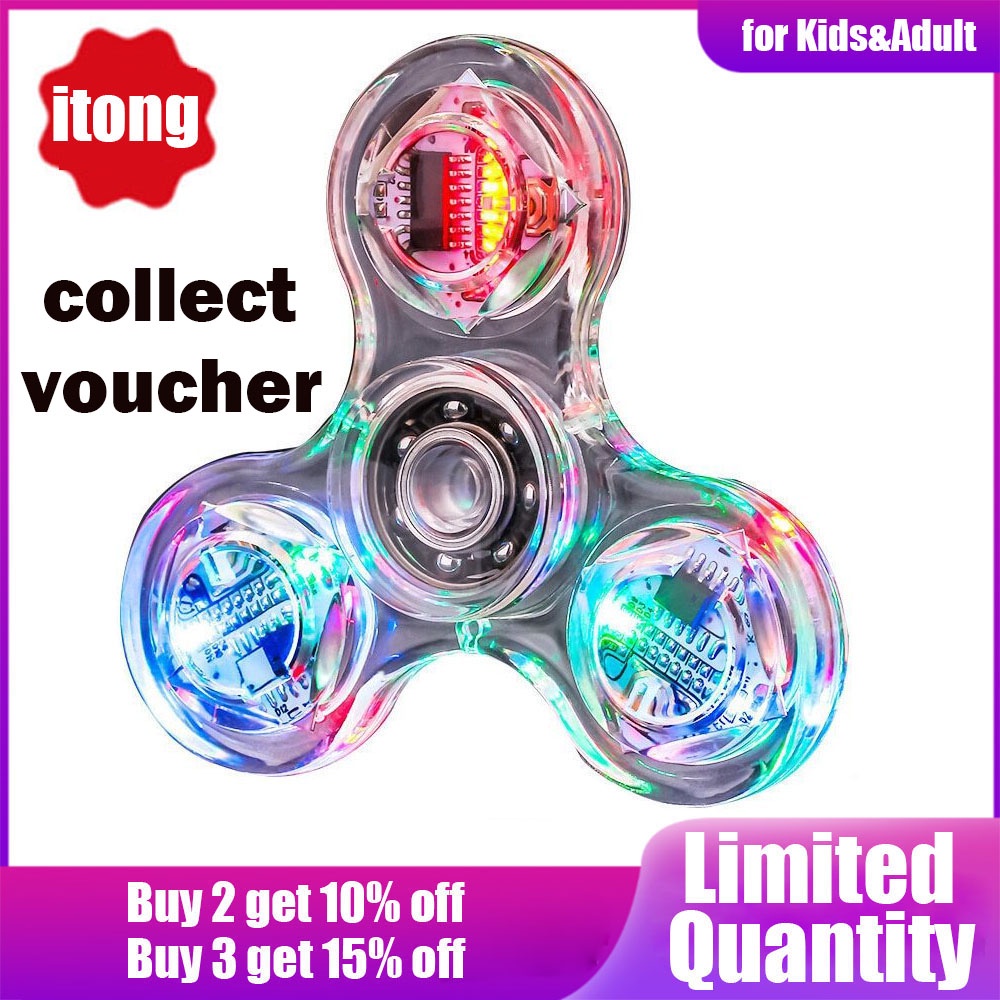 Fidget Spinner Glow in the Dark Toy Anti Stress Led Tri-Spinner Autism ...