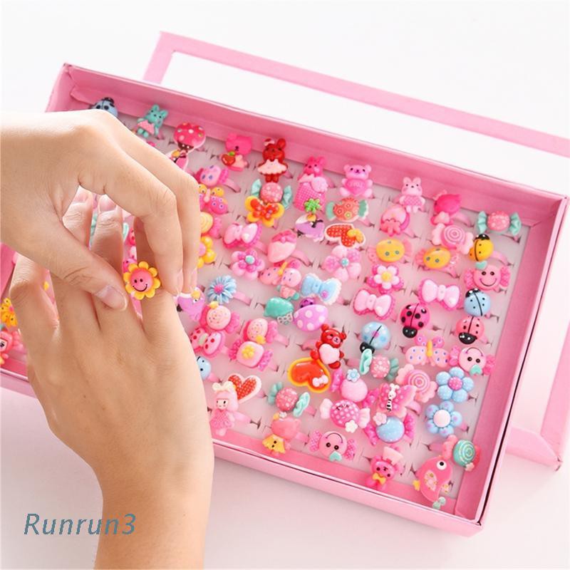 RUN 10pcs/lot Children's Cartoon Rings Candy Flower Animal Bow Shape ...