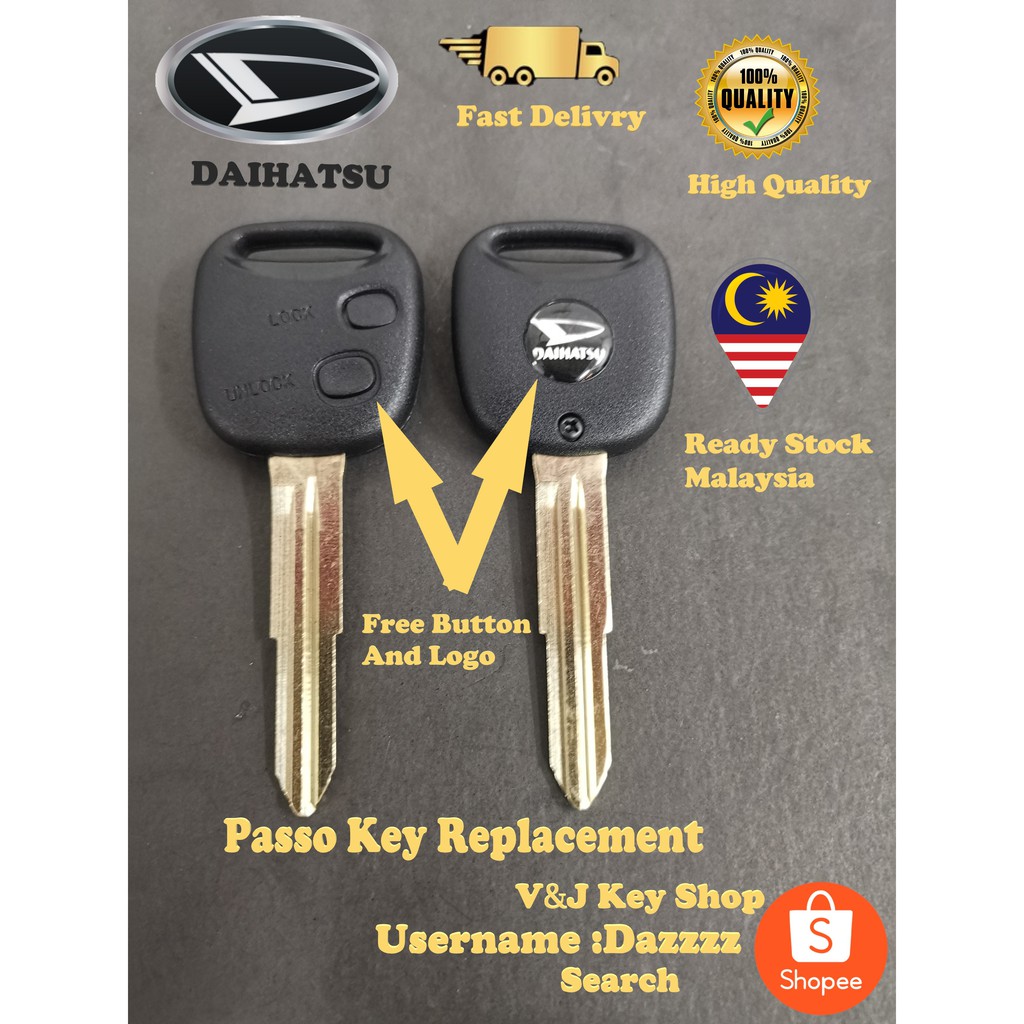 Daihatsu Passo 2 Buttons Replacement Car Key Remote Blank | Shopee ...