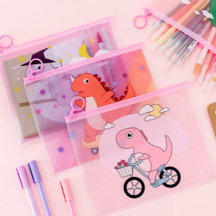 Transparent Plastic Wallet Ziplock Pencil Case with Cute Patterns ...