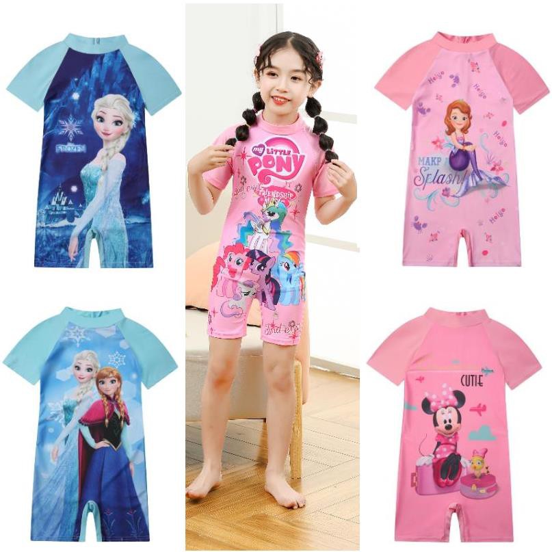 unicorn-frozen-children-girls-one-piece-swimsuit-short-sleeve-kids