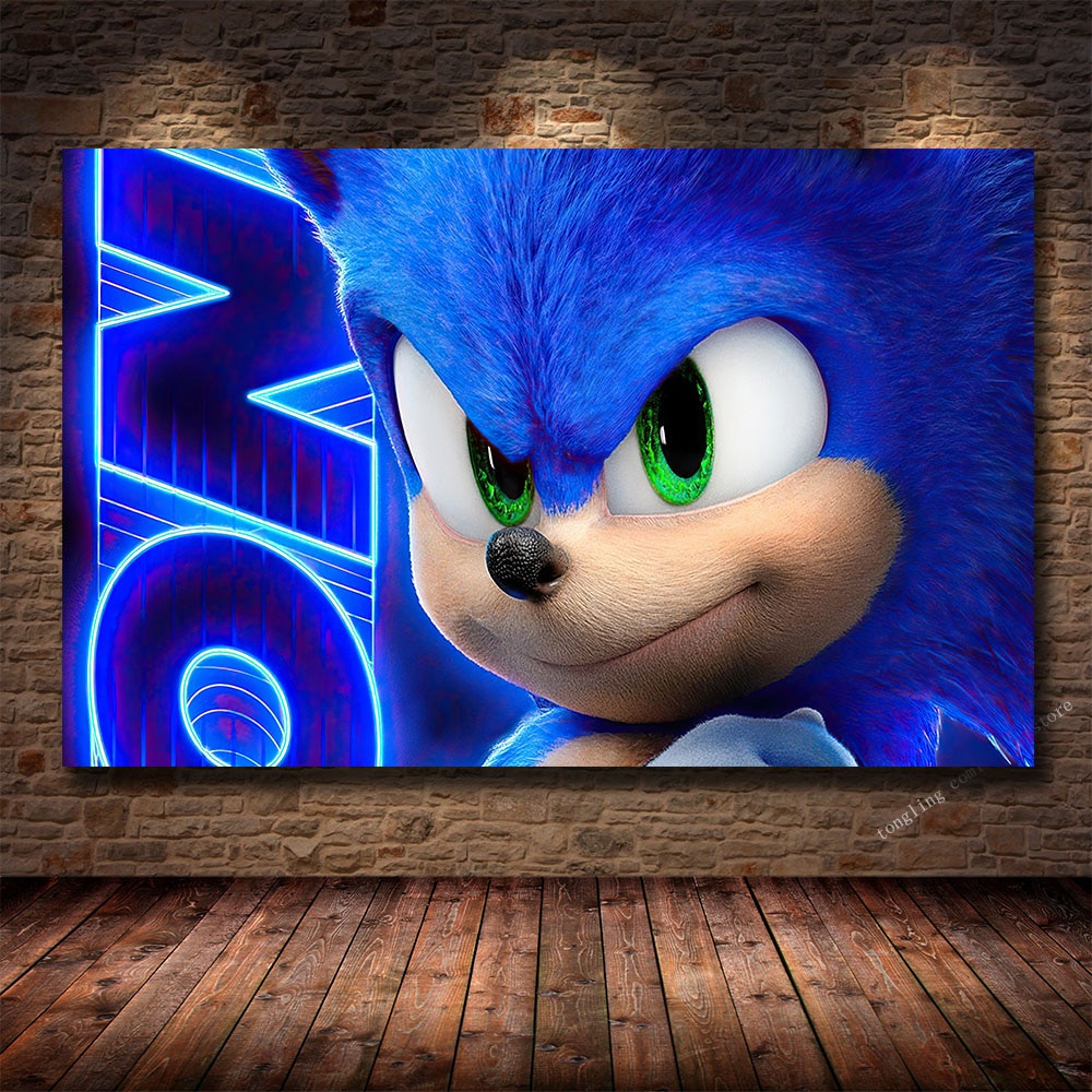 Sonic Poster New Blue Flash Graffiti Mural Wall Art Canvas Painting ...