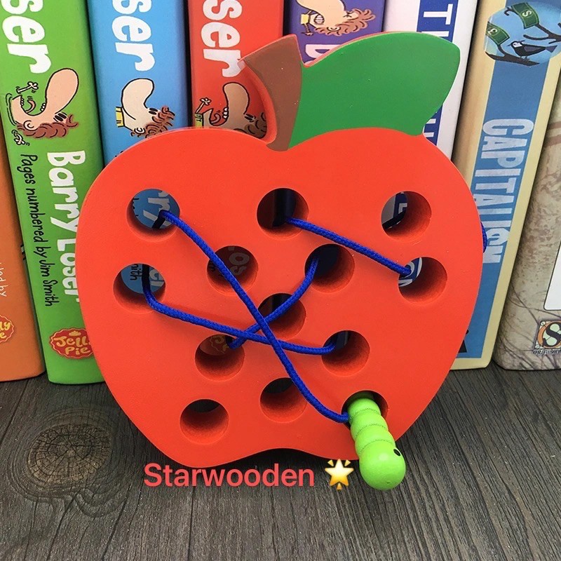 Montessori Lacing Fruit Lacing Toy for Toddlers, Wooden Threading Toys ...