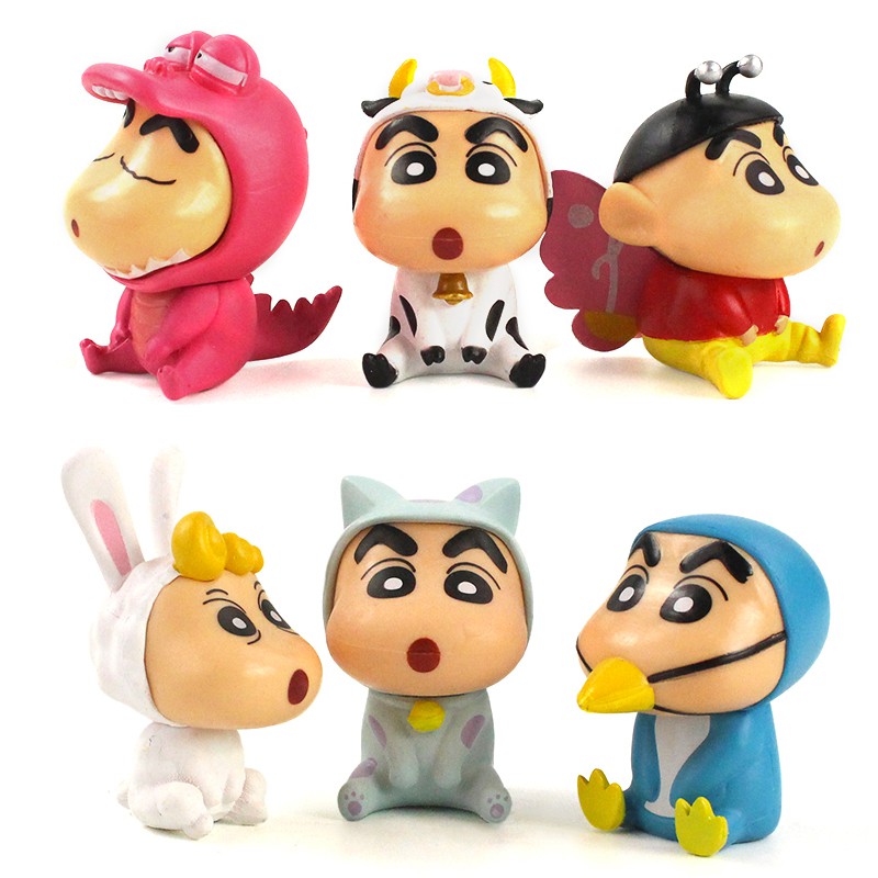 6pcs Crayon Shin-chan Figures Shinnosuke Nohara Shinchan Cosplay ...