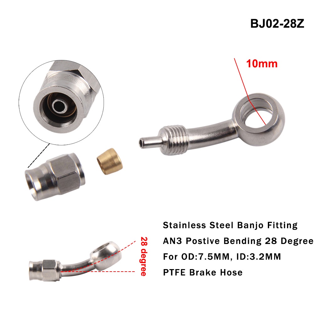 AN3 Motorcycle Motor Bike Hydraulic Brake Oil Hose Line Banjo Fitting ...