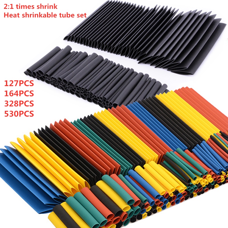127/164/328/530Pcs Polyolefin Heat Shrink Tube Assorted Shrinking Tube Wire Cable Insulated ...