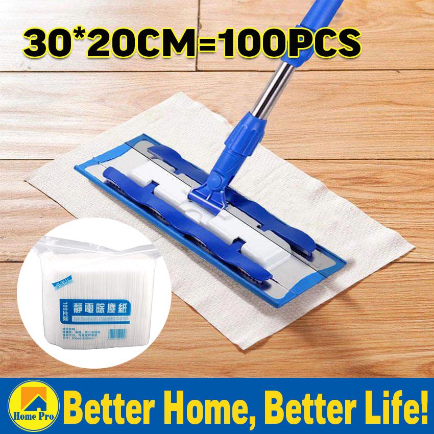 30/100pcs Disposable Electrostatic Dust Removal Mop Paper Home Bathroom ...